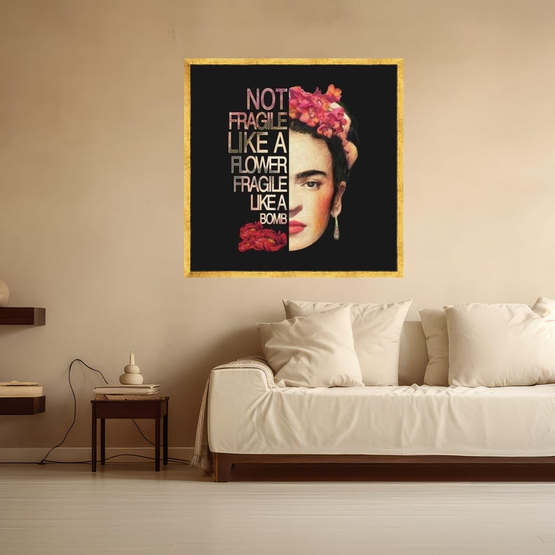 Frida Kahlo Inspirational Quote Canvas, Not Fragile Wall Art, Feminine ...
