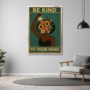 Be Kind to Your Mind Wall Art, Positive Mental Health Poster, Floral ...