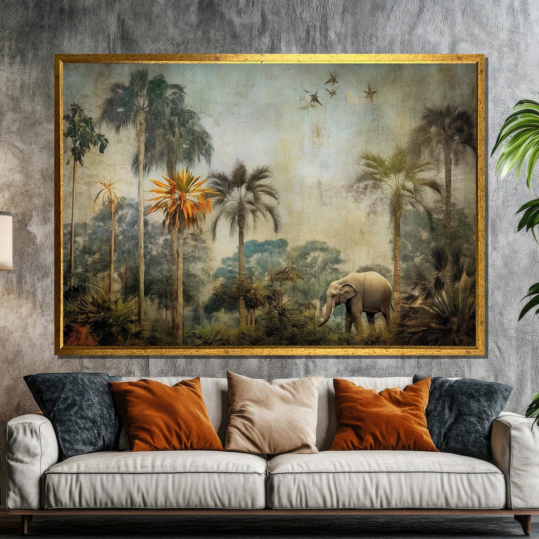 Tropical Jungle Safari Canvas Painting | Exotic Wall Art Gift With ...