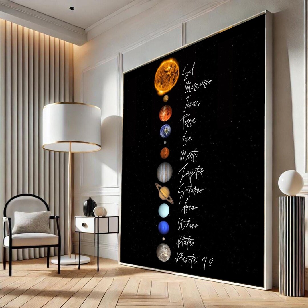 Solar System Planets Canvas Wall Art, Spanish Space Decor, Sun and ...