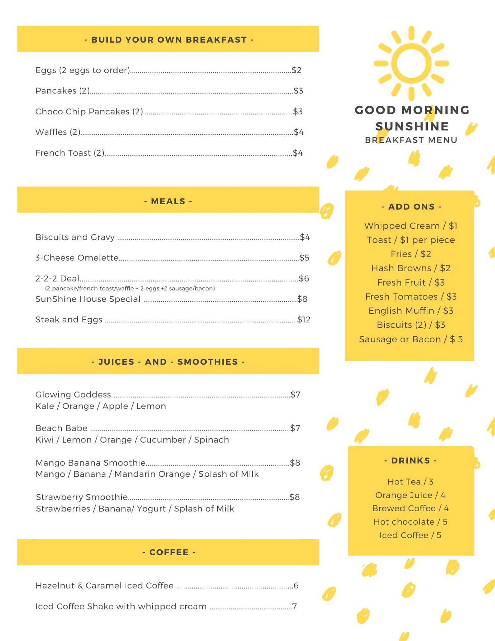 Breakfast Menu Savings Challenge, Full Page 8.5 X 11 Printable PDF - Etsy