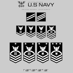 US Navy Enlisted Ranks | Insignia | 144 File Set | SVG, PNG, Jpg, Webp ...