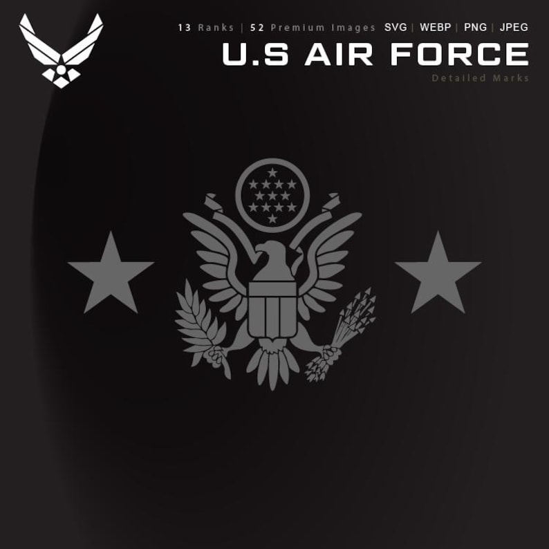 US Air Force Enlisted Rank Insignia | 52 File Set | SVG, PNG, Jpg, Webp ...