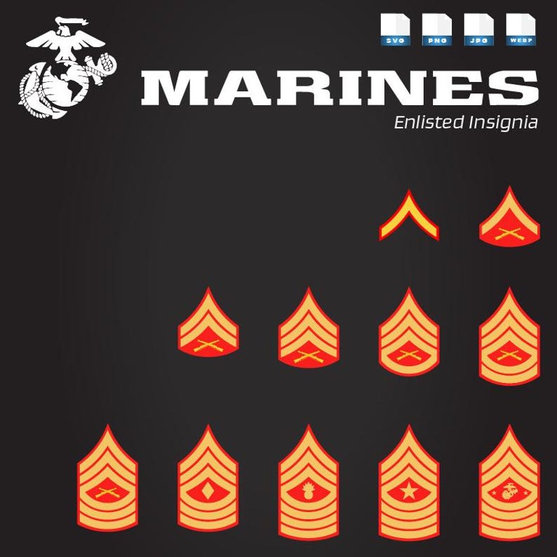 US Marine Corps Enlisted Ranks svg, Png, Jpeg, Webp - Etsy