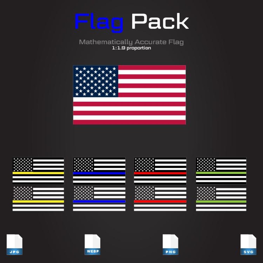 US Flag and Thin Line Flags | 36 File Set | Svg, Webp, Png, JPG | High ...
