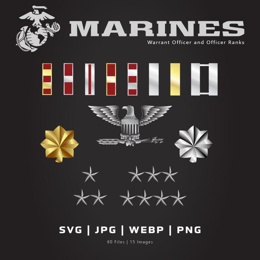 US Marine Corps Officer & Warrant Officer Insignia 60 File Set Svg, Jpg ...