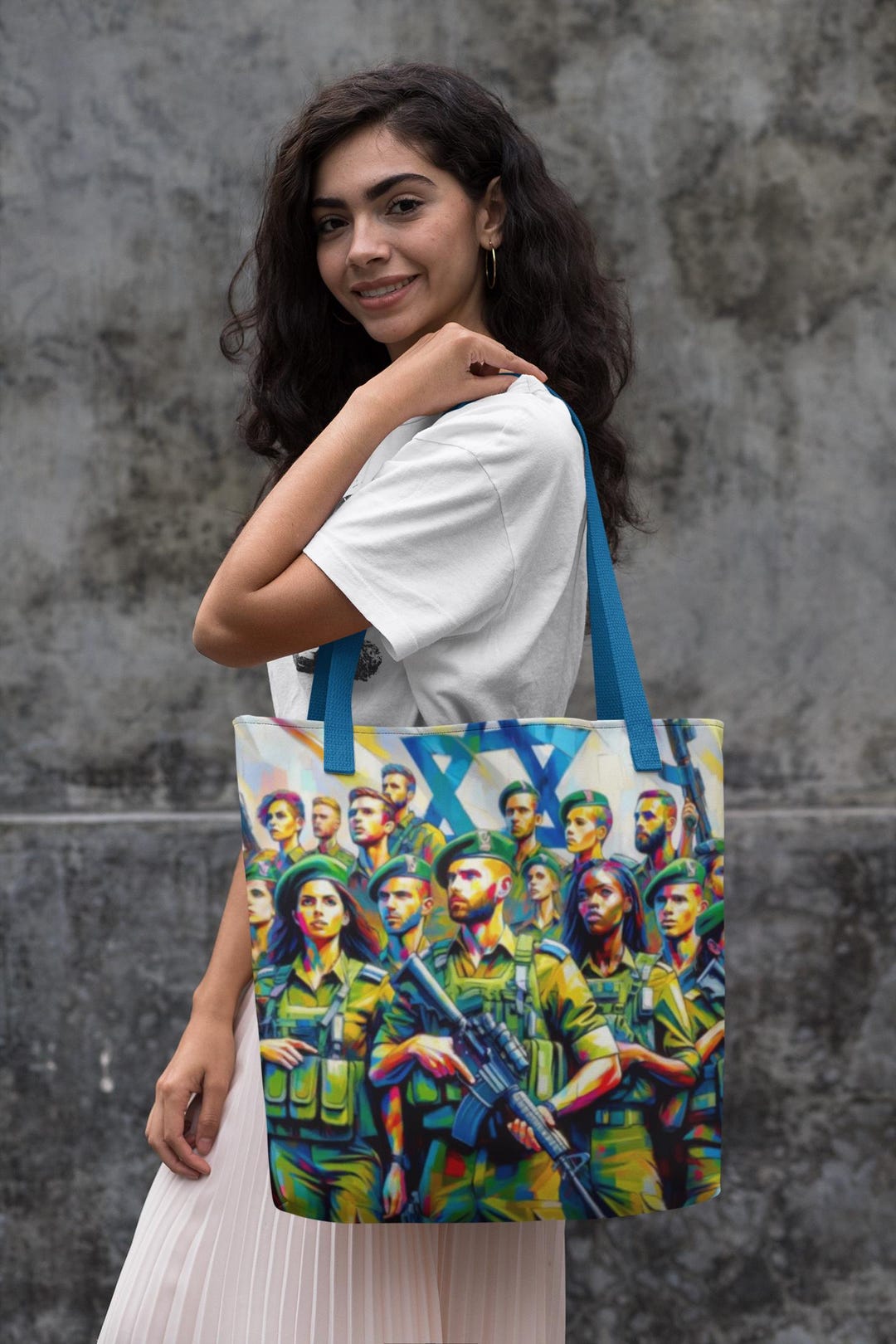 Israeli IDF Soldiers Patriotic Tote Bag, Military Canvas Carryall, Army ...