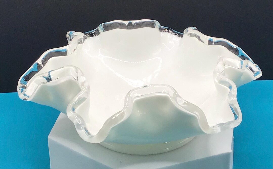 Fenton Milk Glass Silver Crest Candy Dish Vintage - Etsy