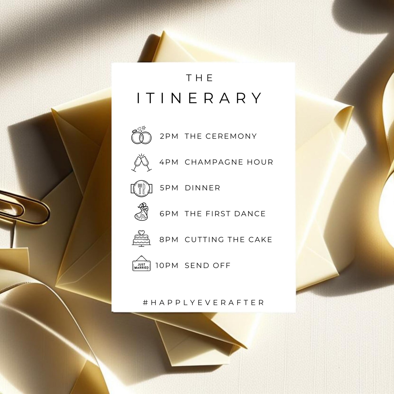 Modern Minimalist Wedding Itinerary Customizable Elegant Design Perfect ...