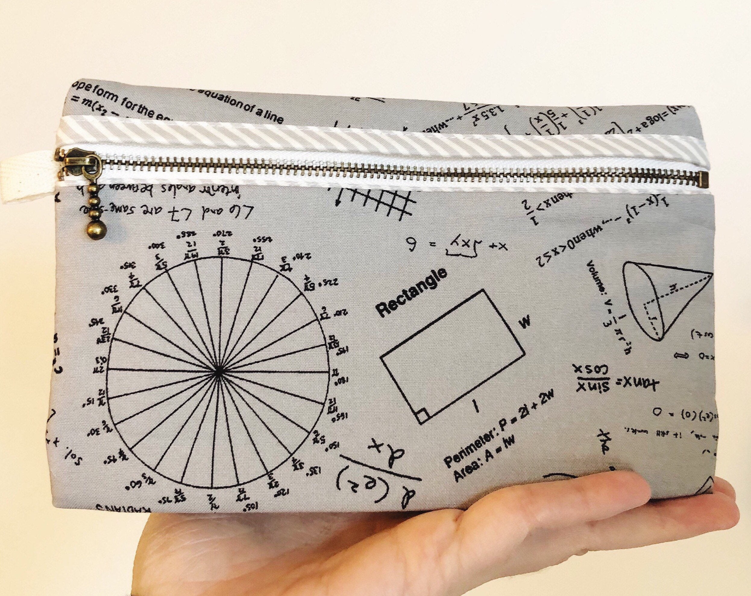 Math Pencil Case Math Zipper Pouch Math Themed Gift Math | Etsy