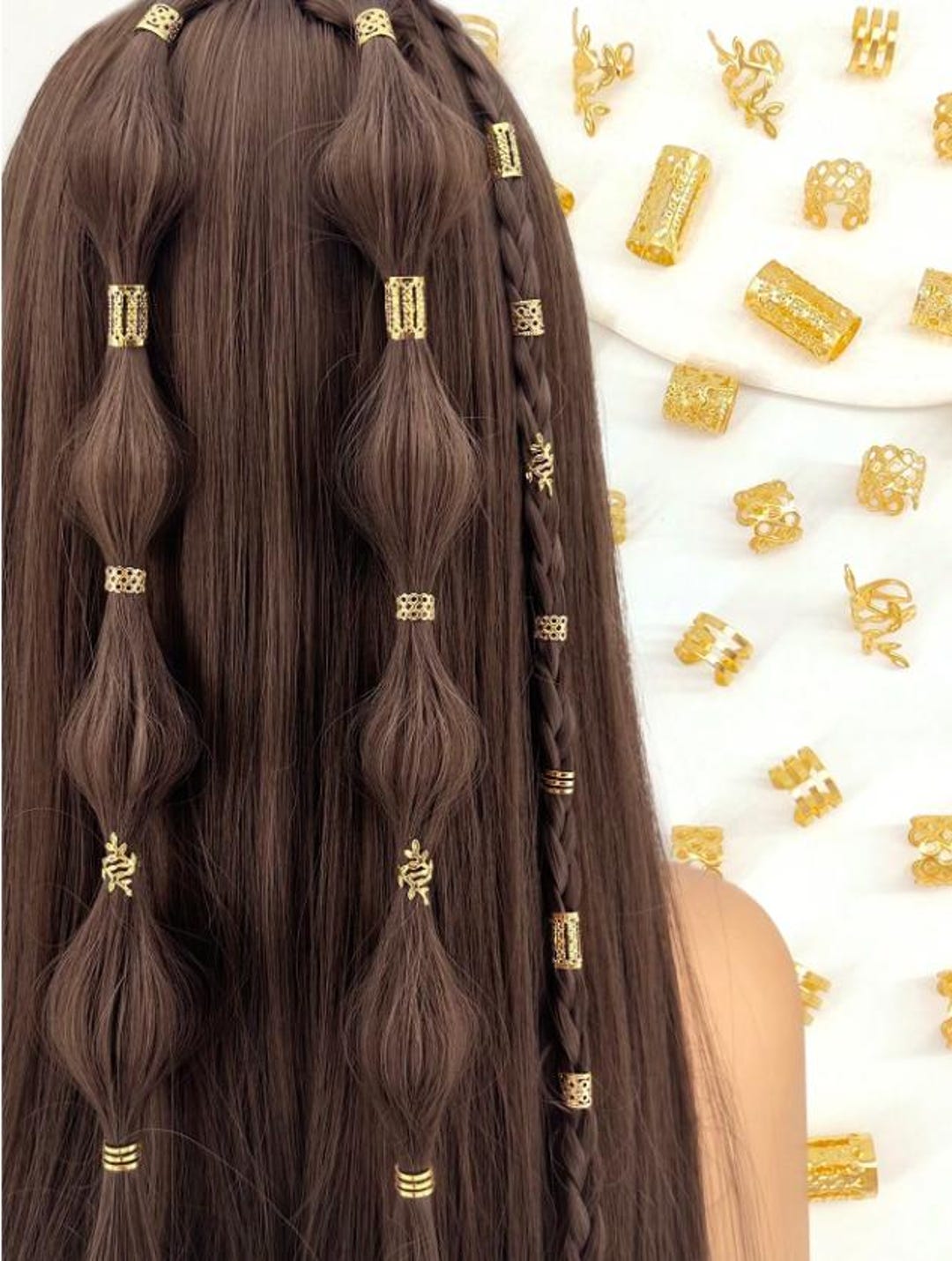 50pcs Vintage Boho Hair Rings - Hollow Round Alloy Hair Accessories for ...