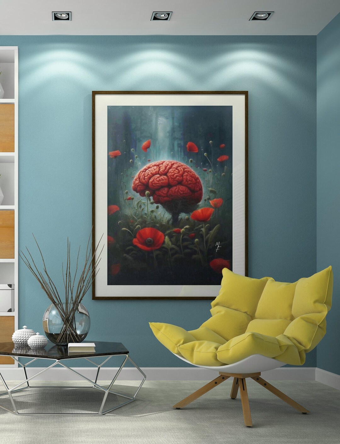 Surreal Brainflower Bloom in a Poppy Fieldurreal Nature Fantasy Human ...