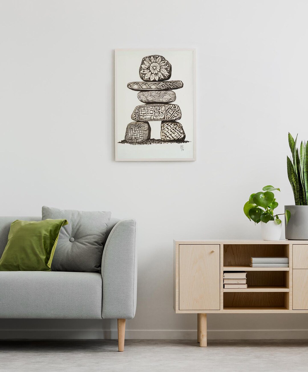 Zen Stones Inukshuk: Hand-drawn Zentangle-inspired Art Print - Etsy