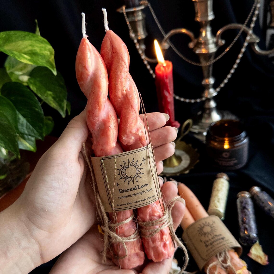 Eternal Love Spell Taper Candle Set | Red Swirl Ritual Soy Wax Candle ...