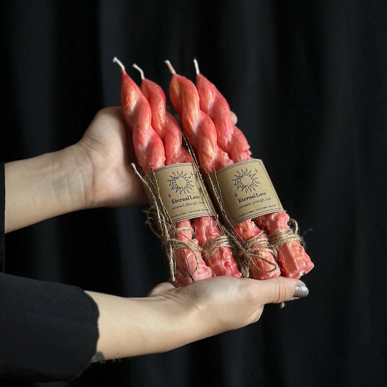 Eternal Love Spell Taper Candle Set | Red Swirl Ritual Soy Wax Candle ...