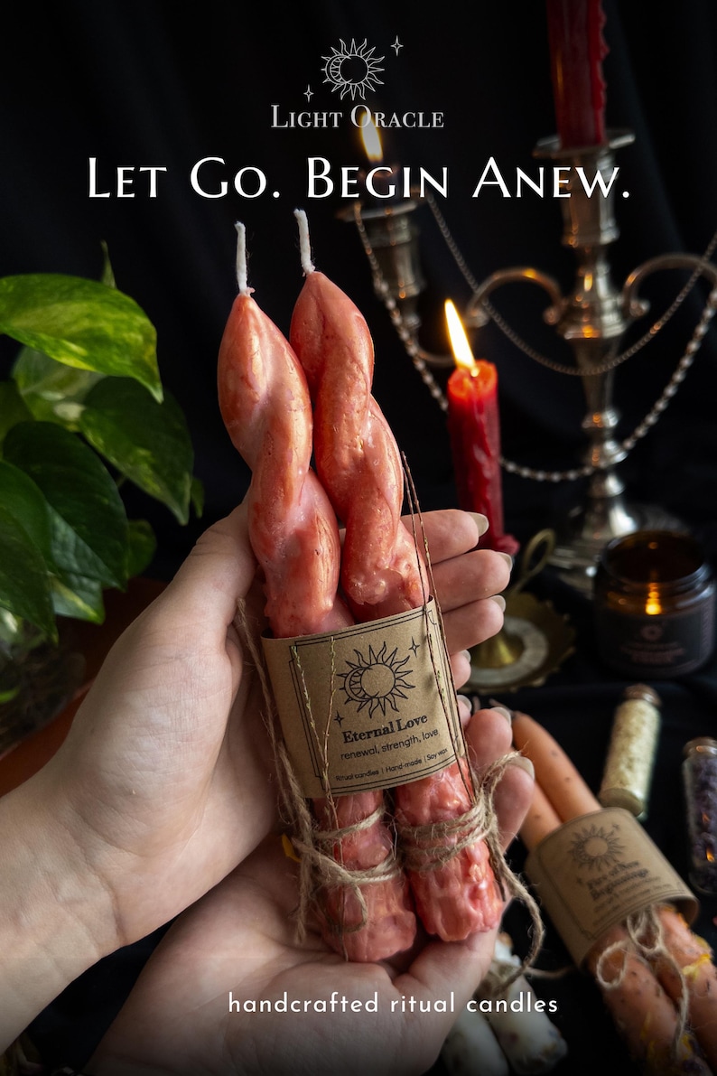Eternal Love Spell Taper Candle Set | Red Swirl Ritual Soy Wax Candle ...