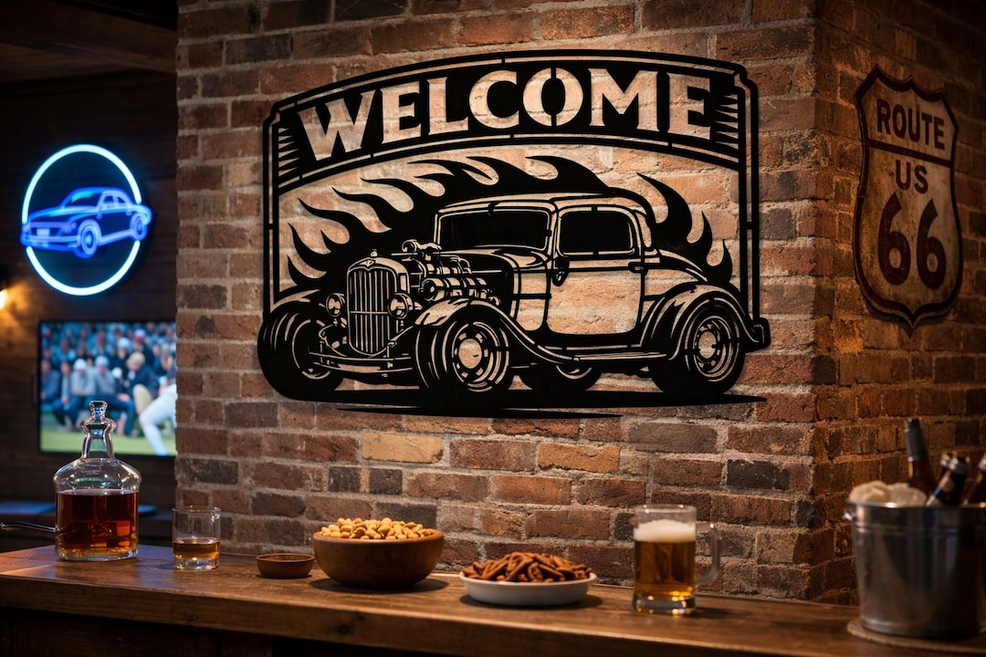 Hot Rod Welcome Sign SVG DXF – Laser Cut File | Digital Download - Etsy