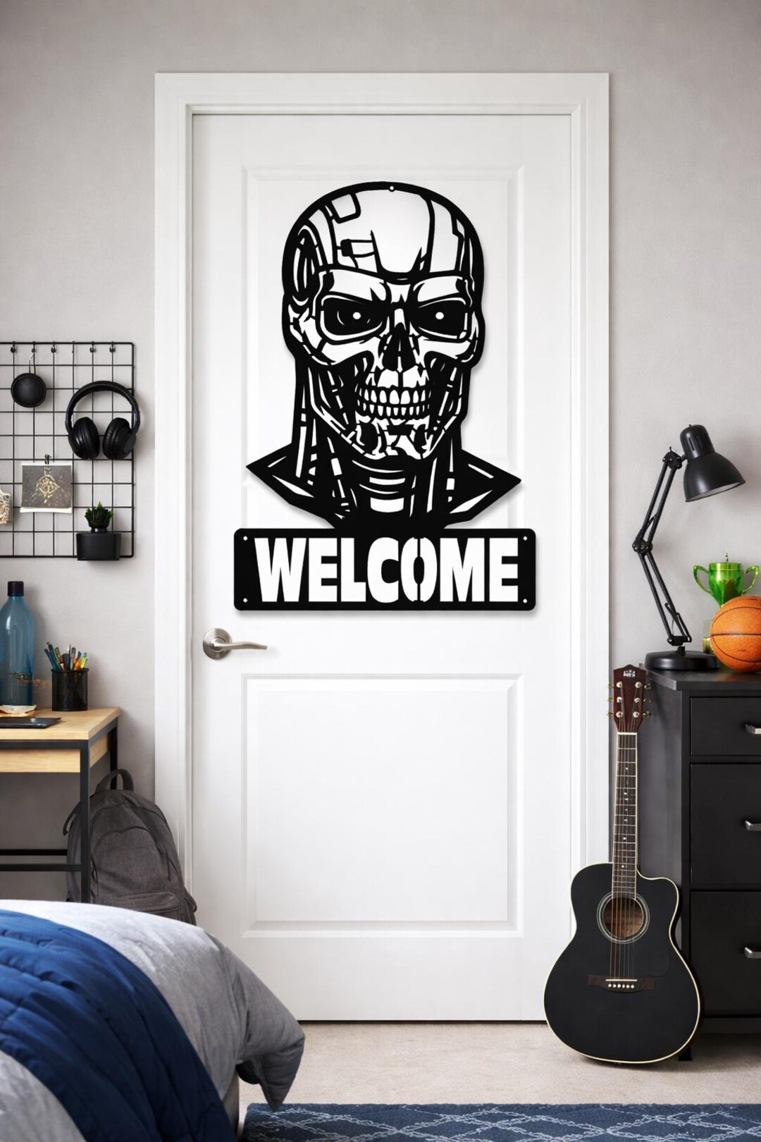 Cyborg Skull Welcome Sign SVG DXF | Laser Cut Door & Garage Decor ...