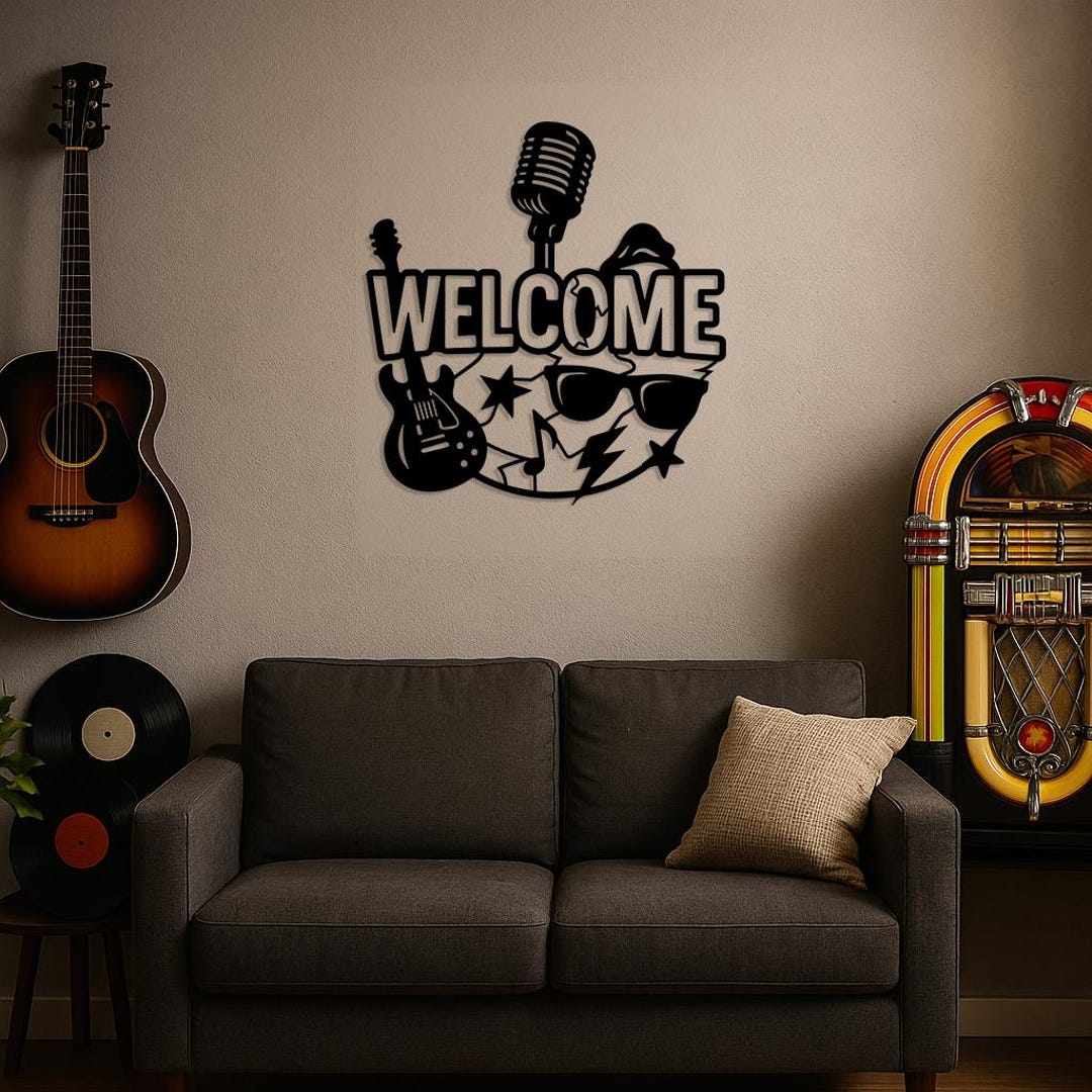 Welcome Sign Laser Cut File Rock and Roll Style Digital Download for ...