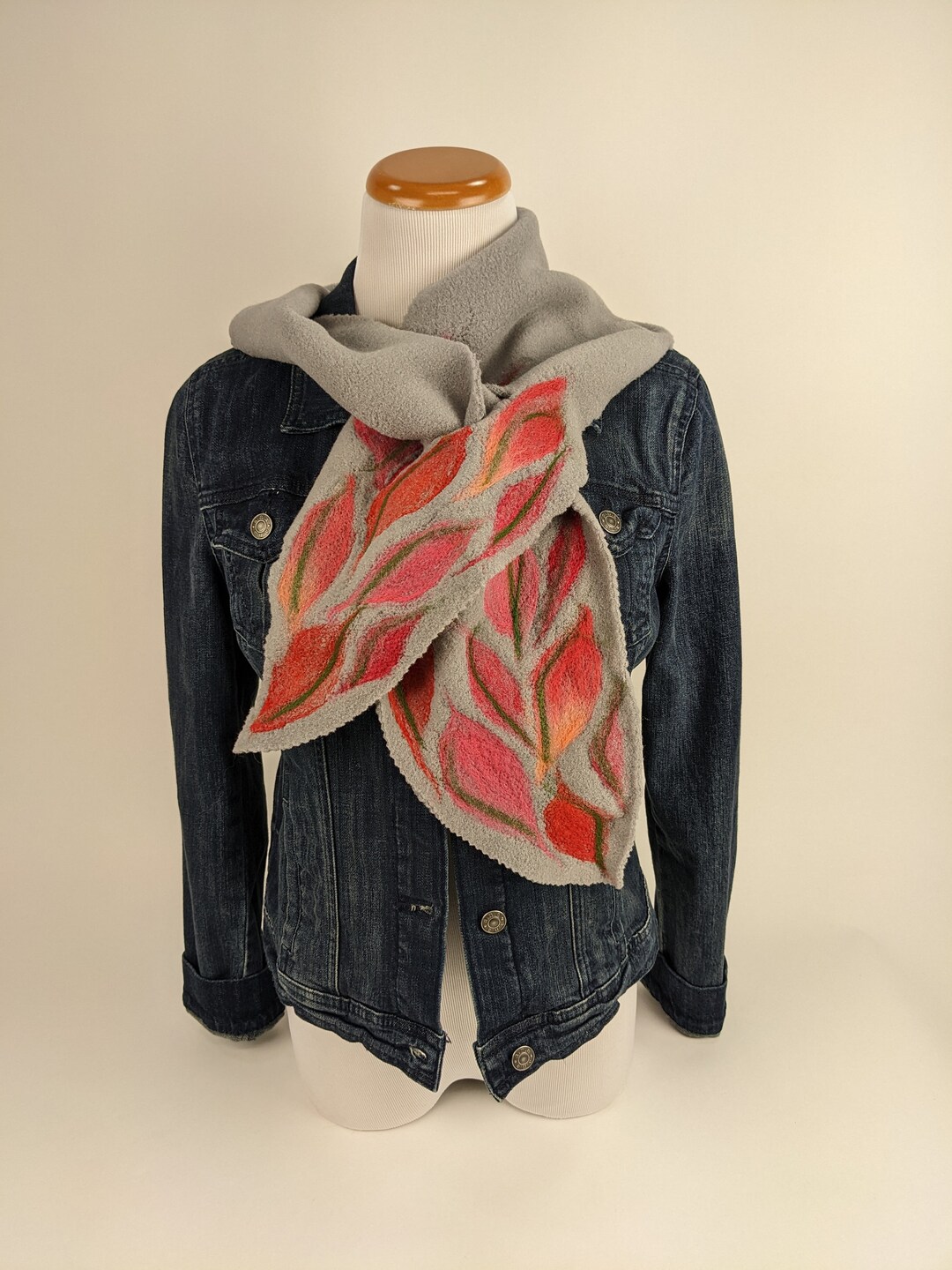 Fleece Key-hole Scarf With Felted Design Fleece Scarf, Felted Scarf ...