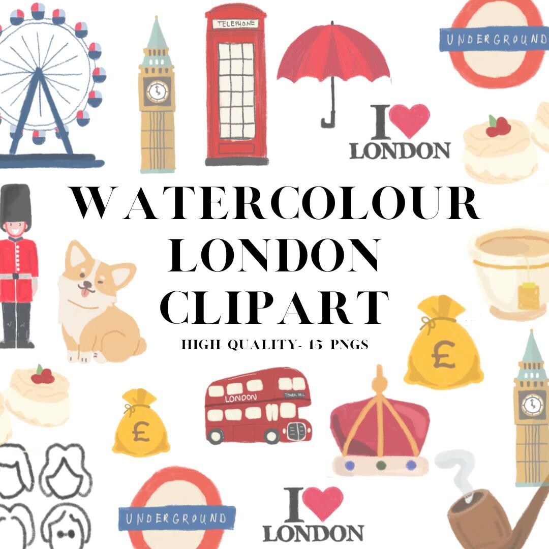 London Watercolour Clipart Set – 15 Hand-painted Iconic Landmarks ...