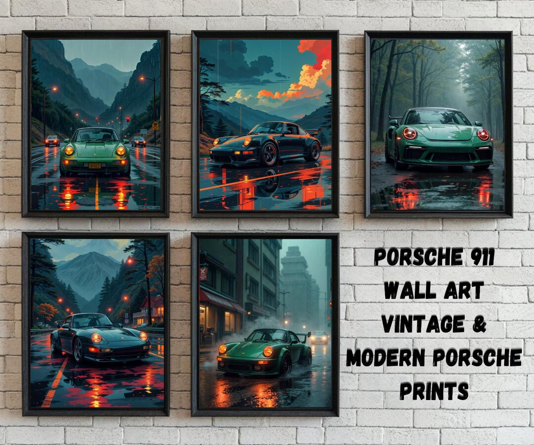 Porsche 911 Wall Art | Vintage & Modern Porsche Prints | Rainy Night ...