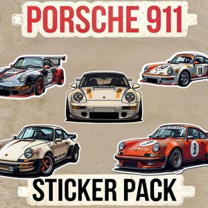 Vintage Porsche 911 Sticker Pack, Classic Car Stickers, Retro-inspired ...