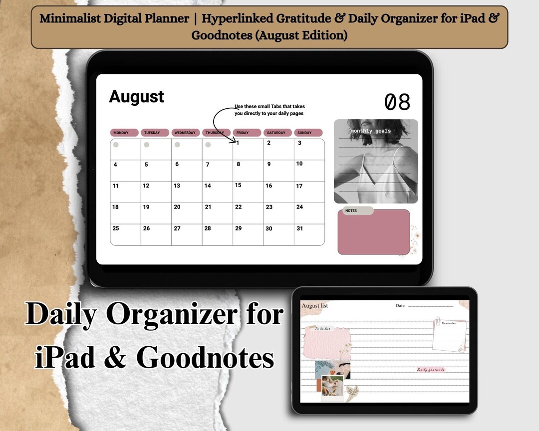 August Digital Planner for iPad | Minimalist Goodnotes Daily Planner ...