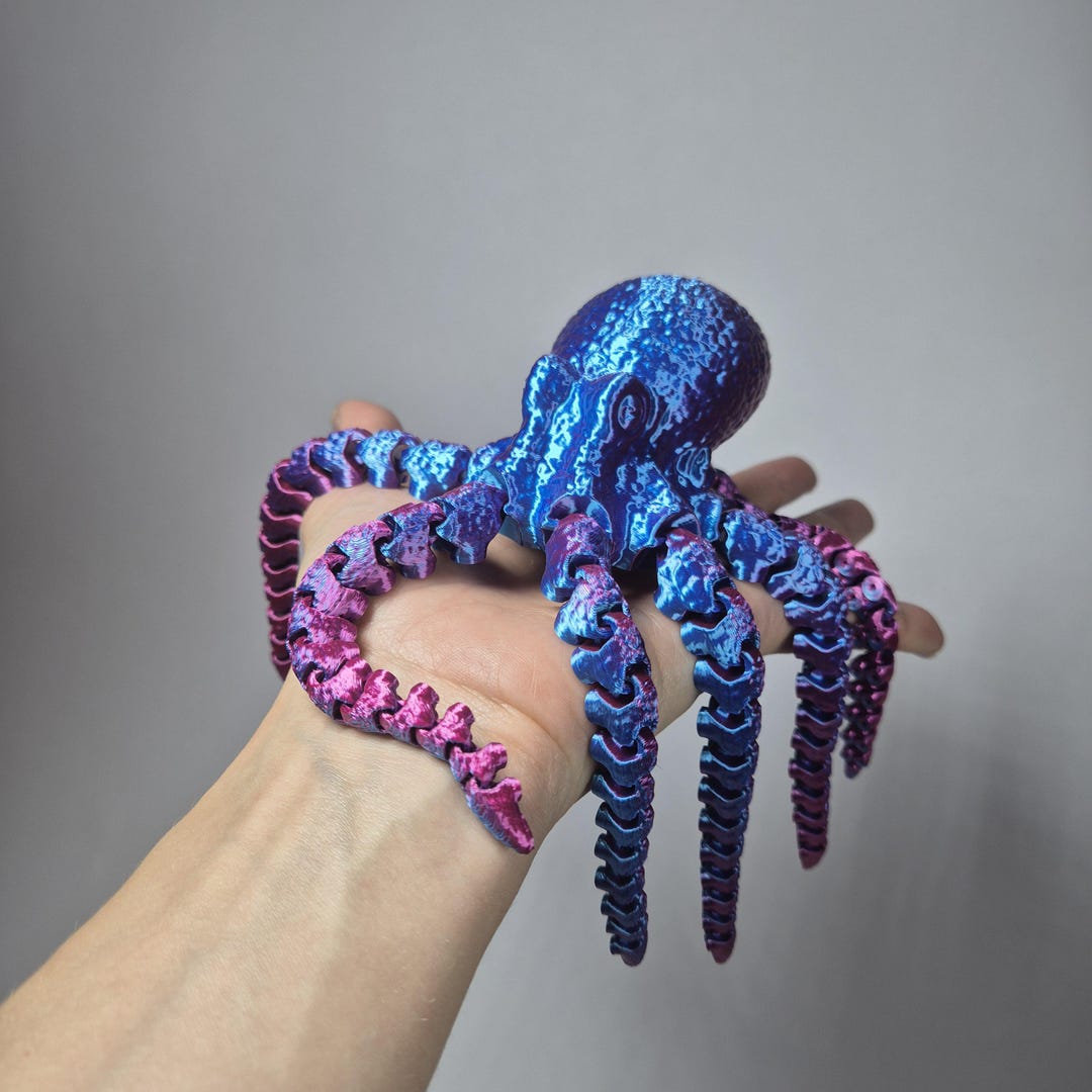 Articulated Octopus, 3D Printed Flexible Fidget Toy, Anxiety Toy, Great ...