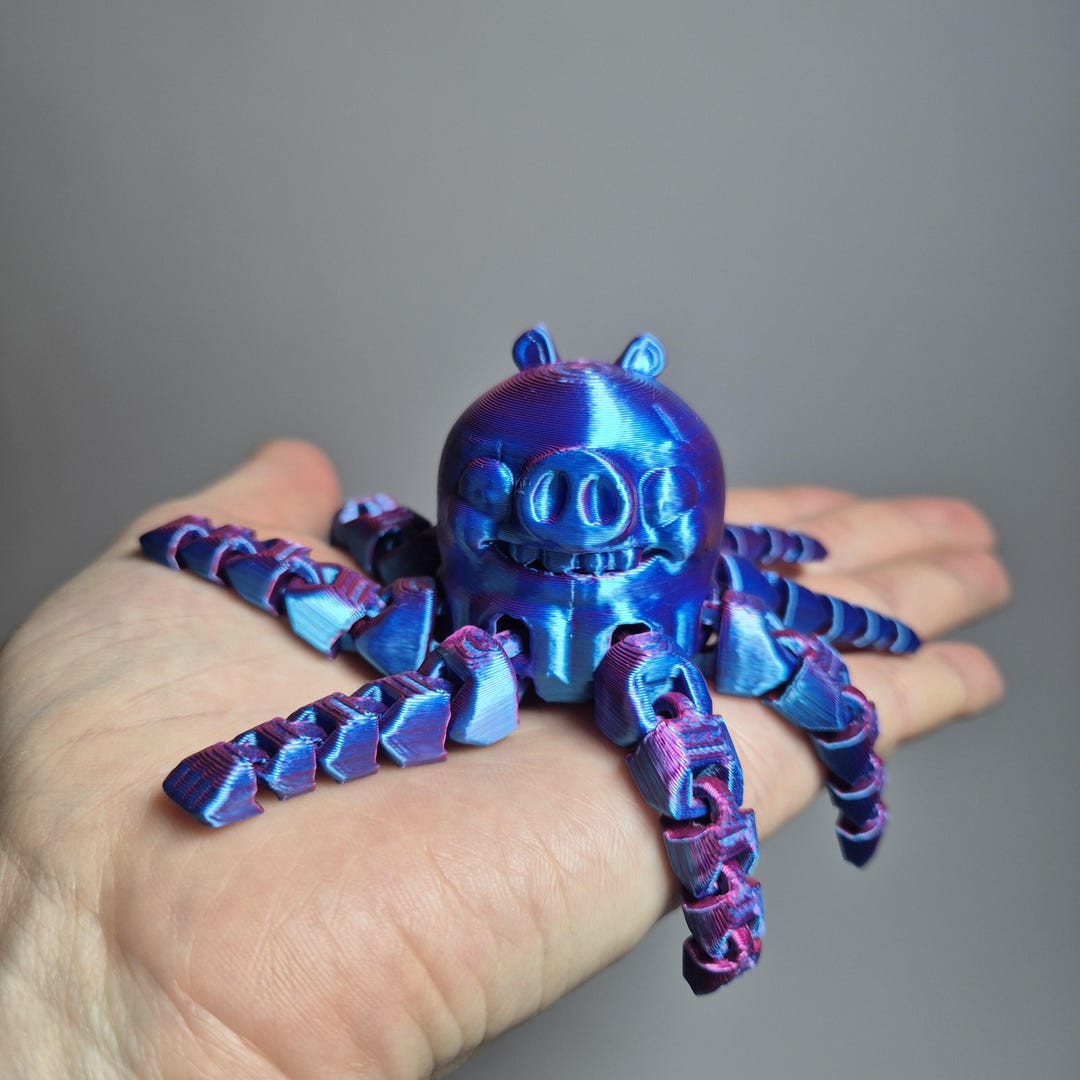 Articulated Pig Octopus, Fidget Toy, 3D Printed, Stress Toy, Desk Toy ...