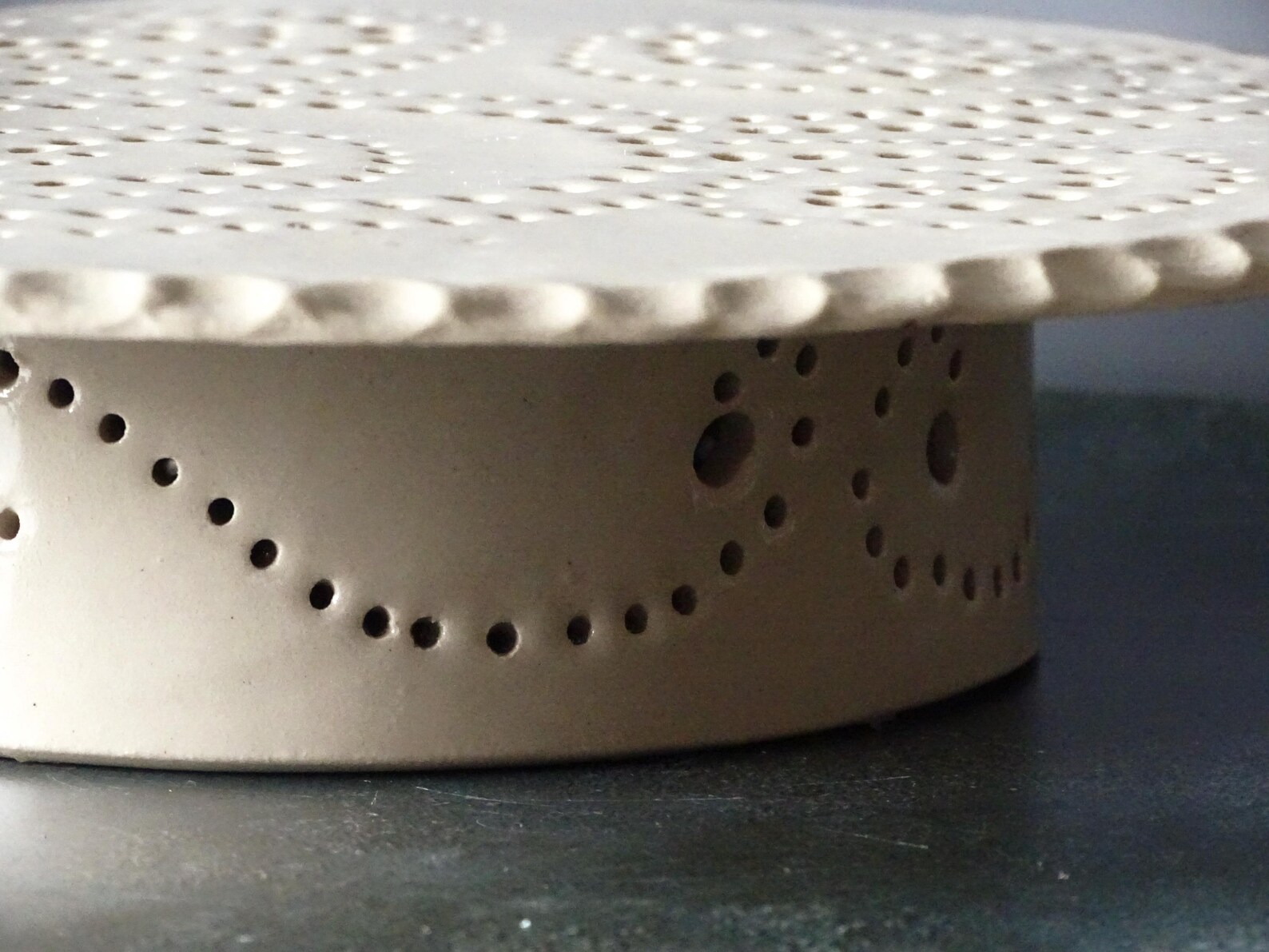 Handmade Ceramic Cake Stand – White Lace Pattern, Rustic Wedding Decor ...