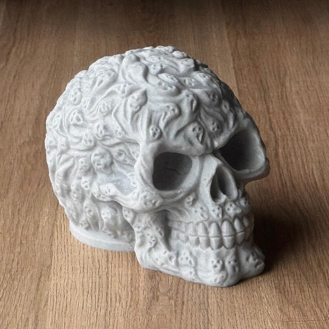 Concrete Skull Statue - Haunted Skull Decor, Horror Skull Figurine ...