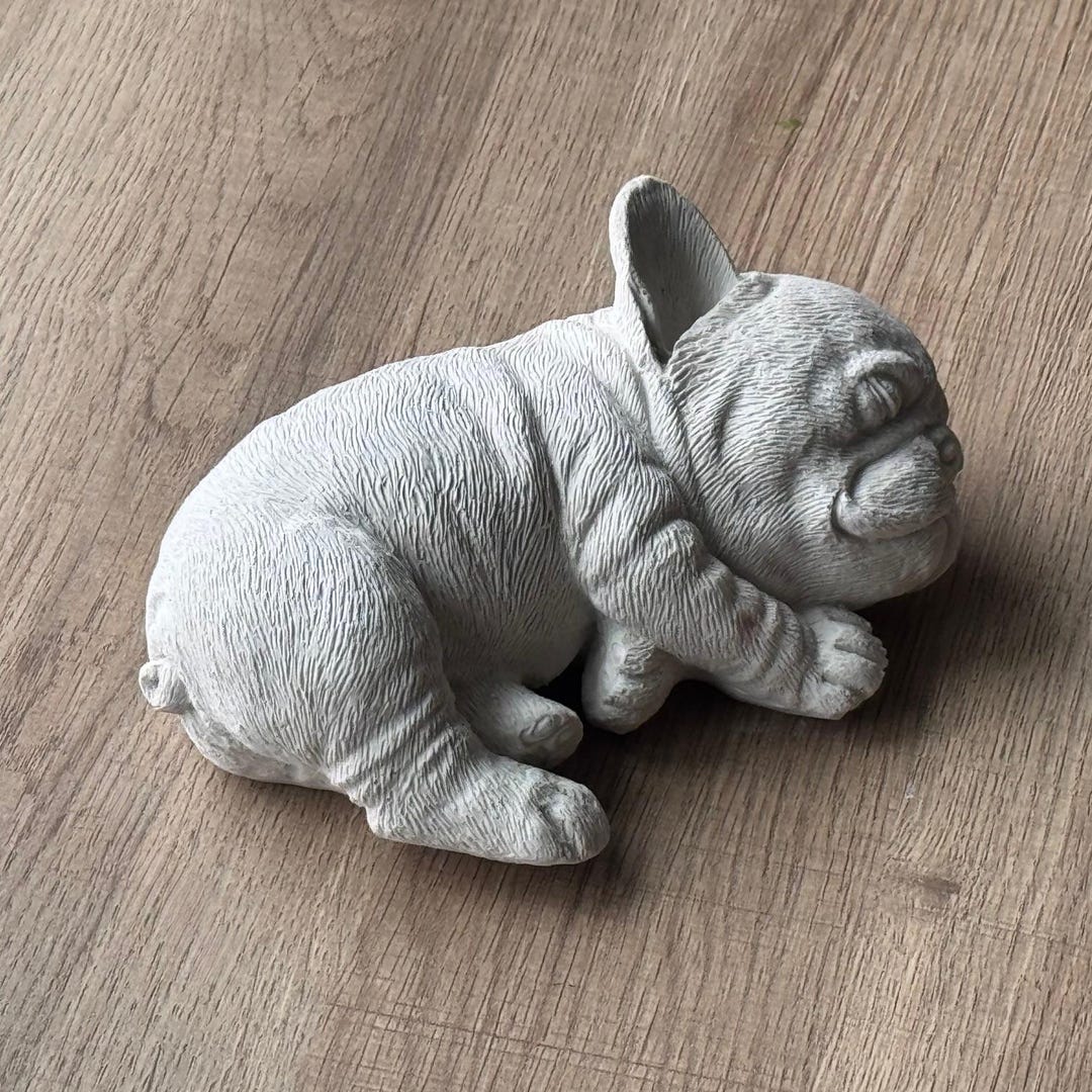 Stone French Bulldog Statue Garden Concrete Frenchie Figurine Outdoor ...