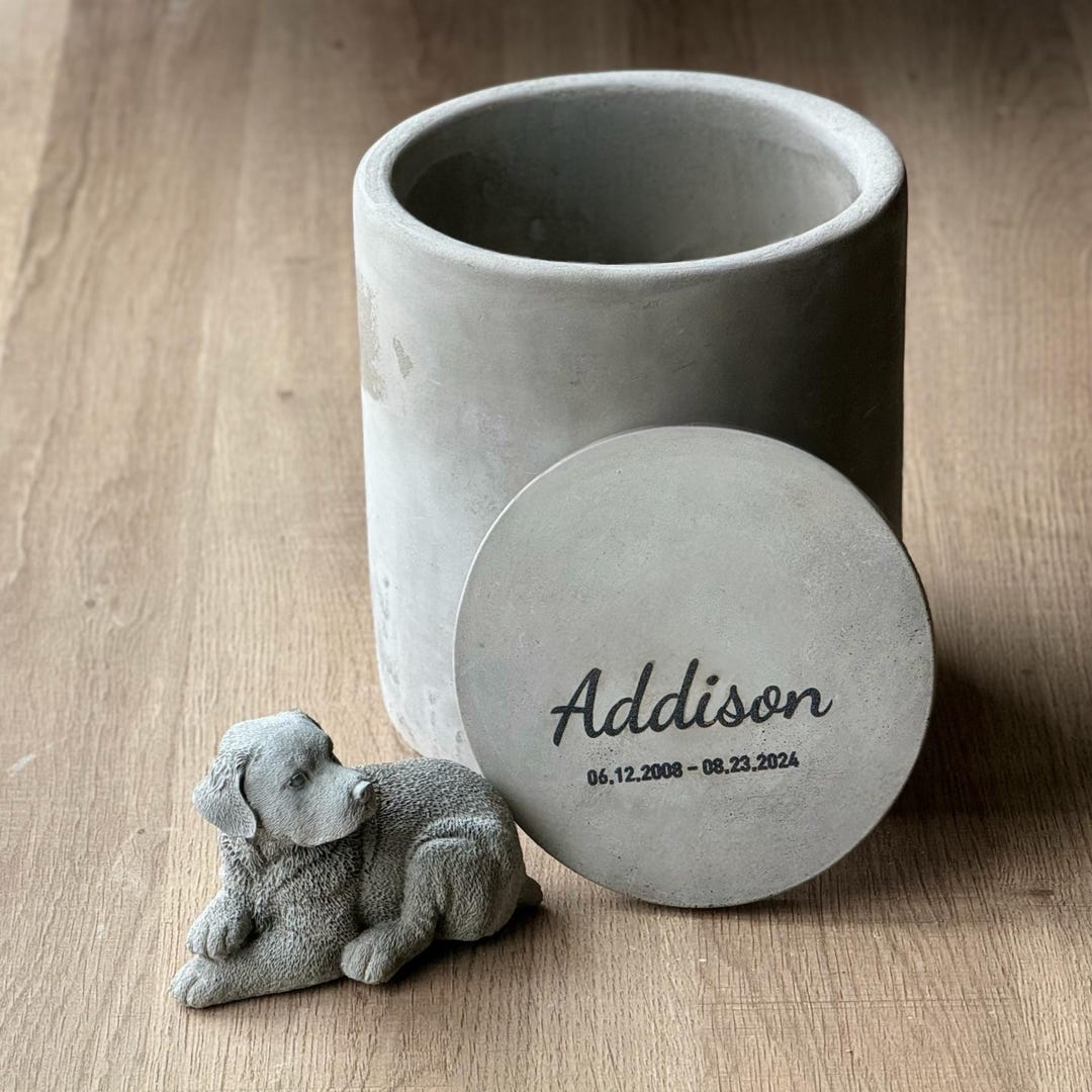 Custom Concrete Dog Urn With Labrador Retriever Statue Stone ...