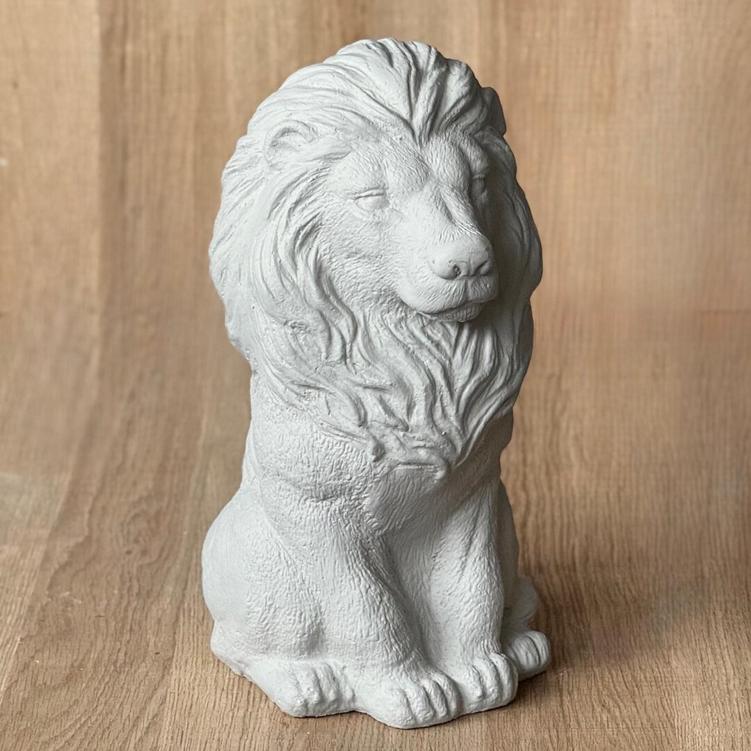 Concrete Lion Statue – Garden Lion Sculpture, Outdoor Animal Decor ...