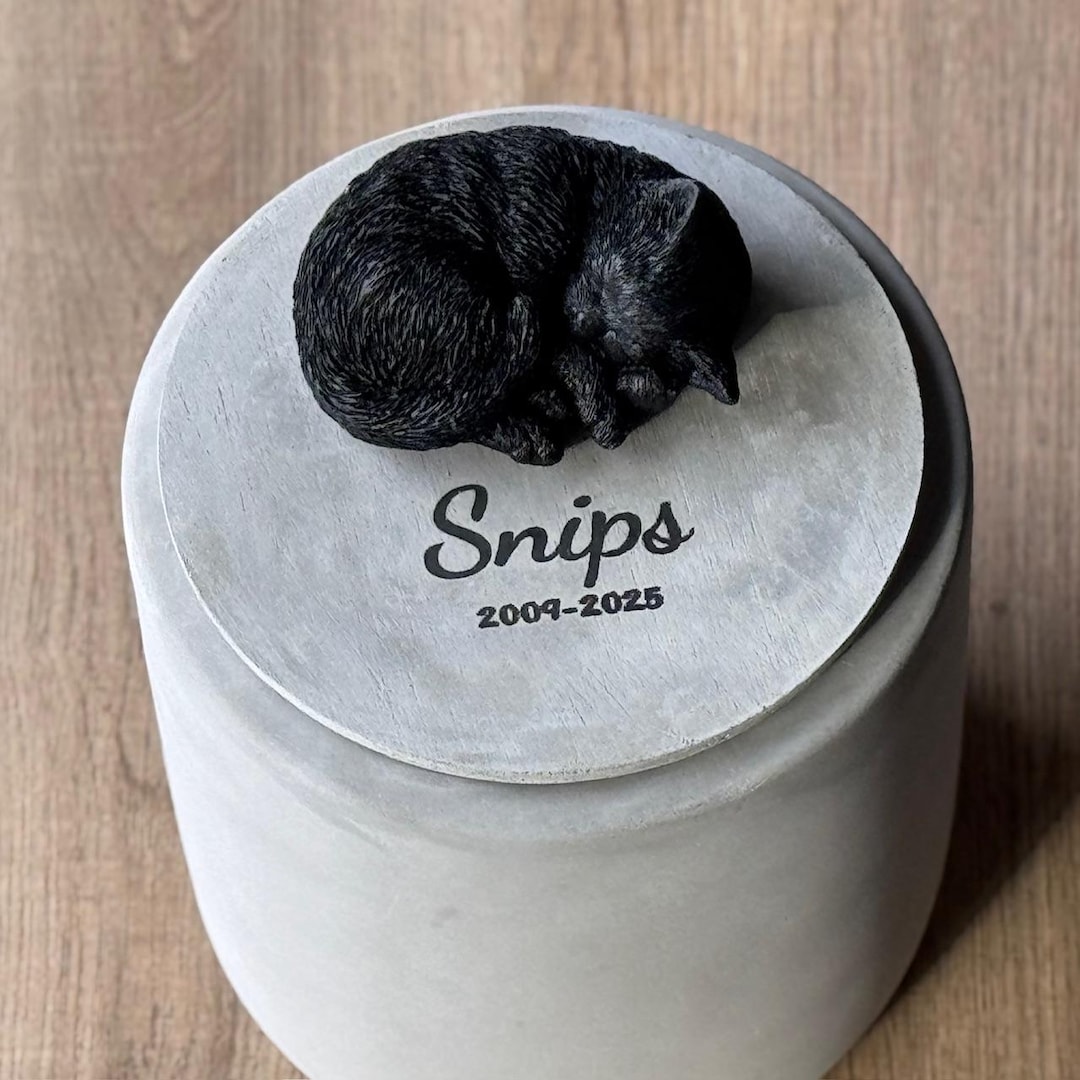 Custom Cat Urn for Ashes Stone Memorial Urn With Black Black Statue ...