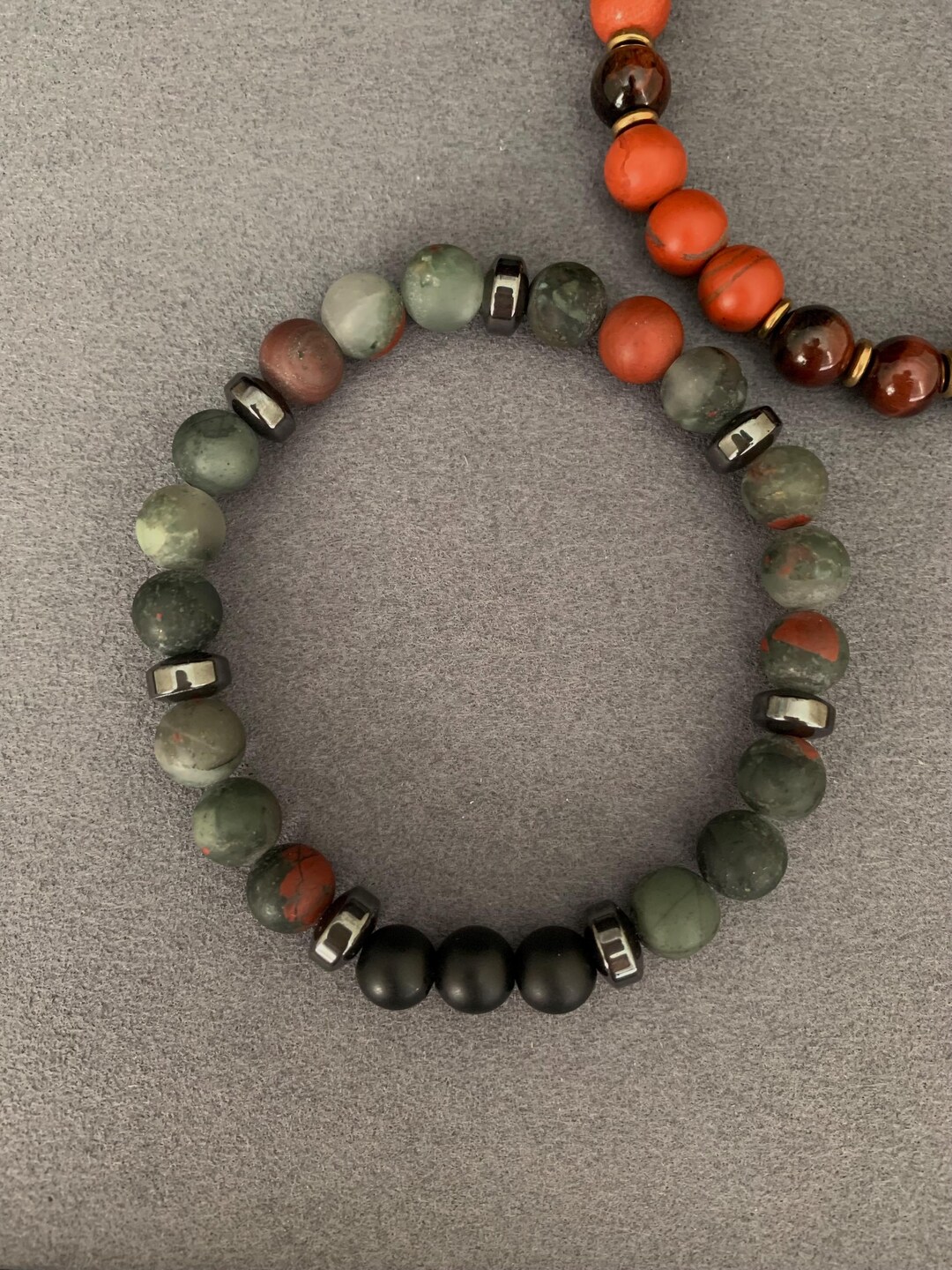 Matte African Bloodstone, Black Onyx and Hematite Natural Gemstone ...