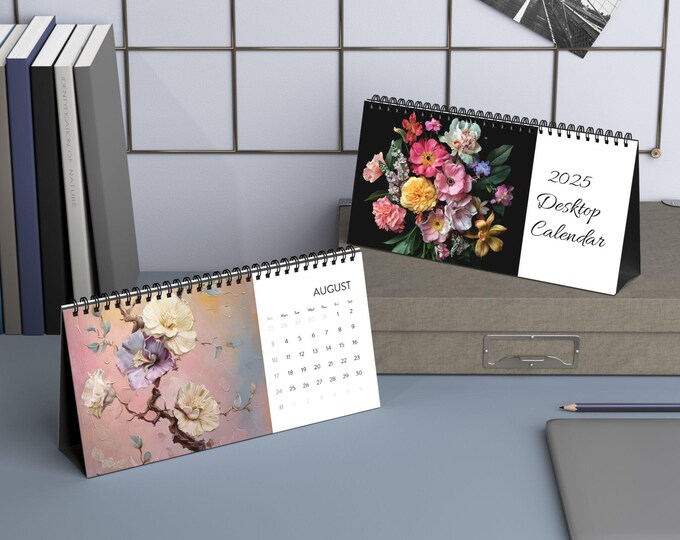 Botanical Minimalist Desk Calendar, Neutral 2025 Grid Desktop Organizer ...
