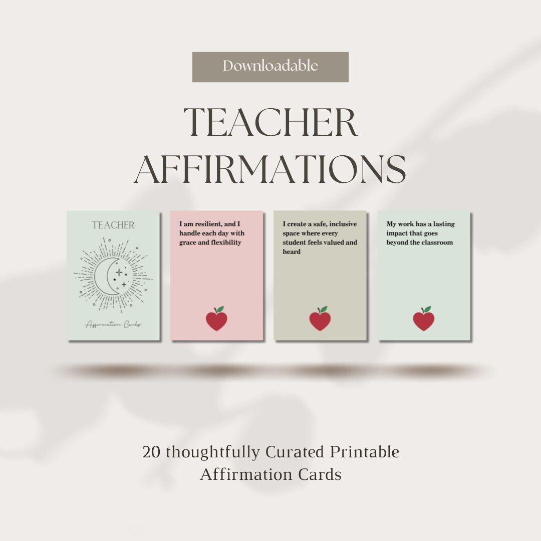 20 Printable Teacher Affirmation Cards Motivational Teacher Mantras ...