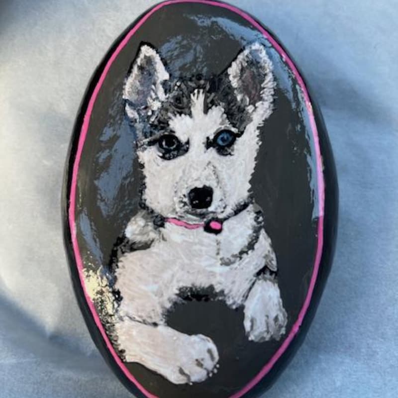 Dog Painting on Rock - Etsy