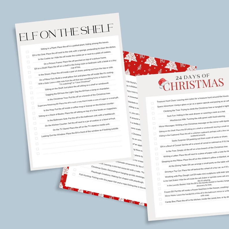 Editable Easy Elf Ideas Canva Template, Elf on the Shelf Ideas, 24 Days ...