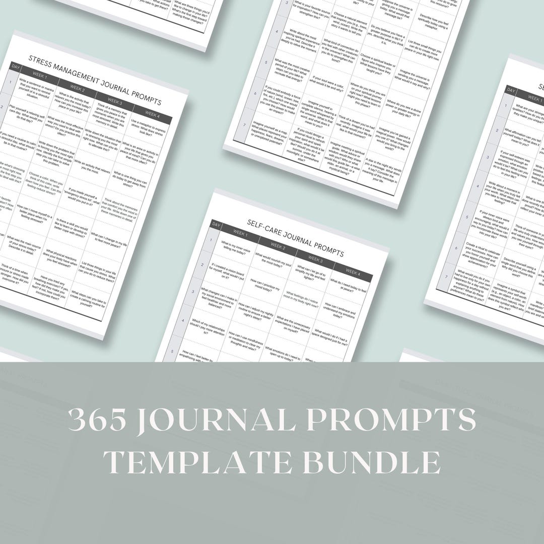 365 Journal Prompts Bundle Printable, Beginner Journaling Prompts ...