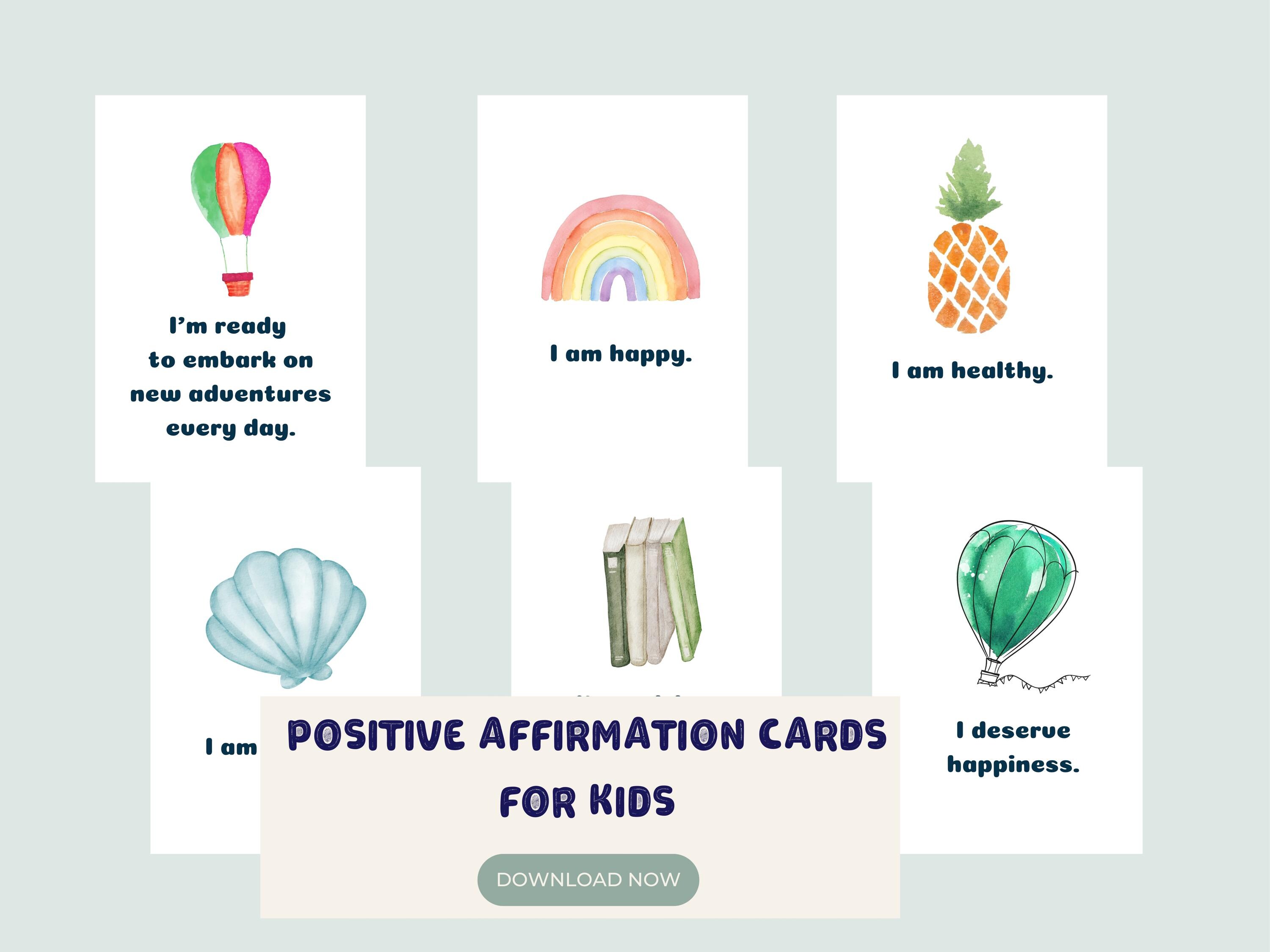 Editable Positive Affirmation Cards for Kids, Kids Mental Health ...