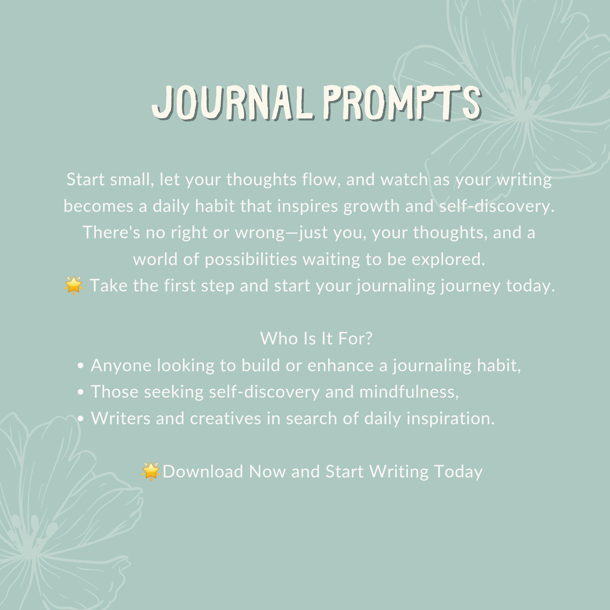 365 Journal Prompts Bundle Printable, Beginner Journaling Prompts ...