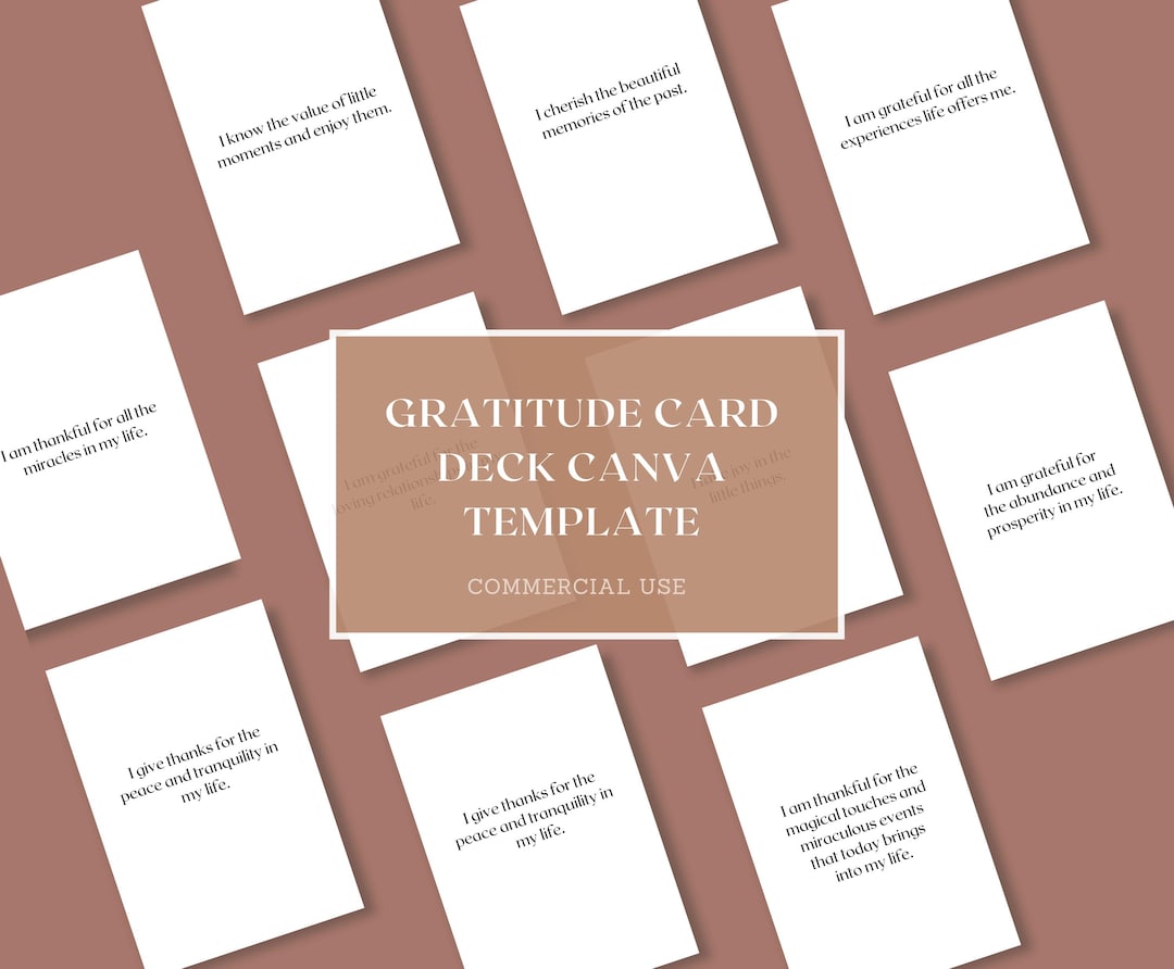 Editable Gratitude Card Deck Canva Template, Gratitude & Journaling ...