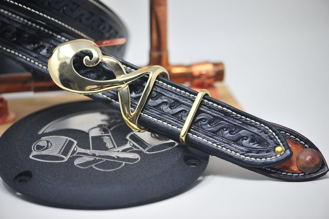 The Surf - 1.5" Wide Leather Belt W/ Duncan Laurie Buckle - Etsy