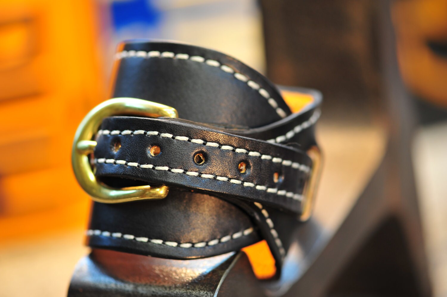 Large Leather Black Gunfighters Cuff - Etsy