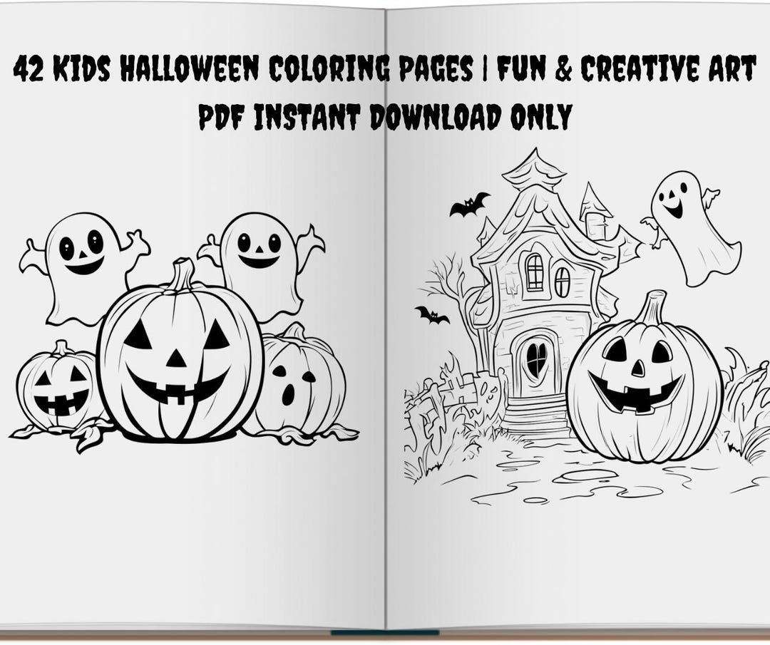 42 Kids Halloween Coloring Pages | Instant Download PDF Pack | Fun ...