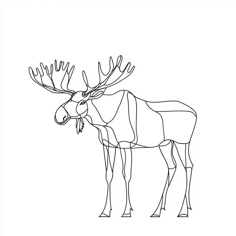 10 Unique Moose Line Art Designs Instant Download PDF Pack Coloring ...