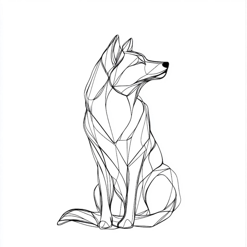 10 Unique Wolf Wolves Line Art Designs | Instant Download PDF Pack ...